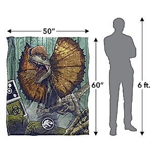 Jurassic World: Dominion Blanket, 50"x60" Dilophosaurus Silky Touch Super Soft Throw Blanket