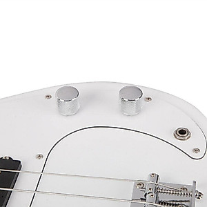 RMKOLE Full Size 4-String Electric Bass Guitar Burning Fire Style Fashion White, Comfortable Hand Feeling, Stylish Outlook, Stable Performance and Melodious Sound