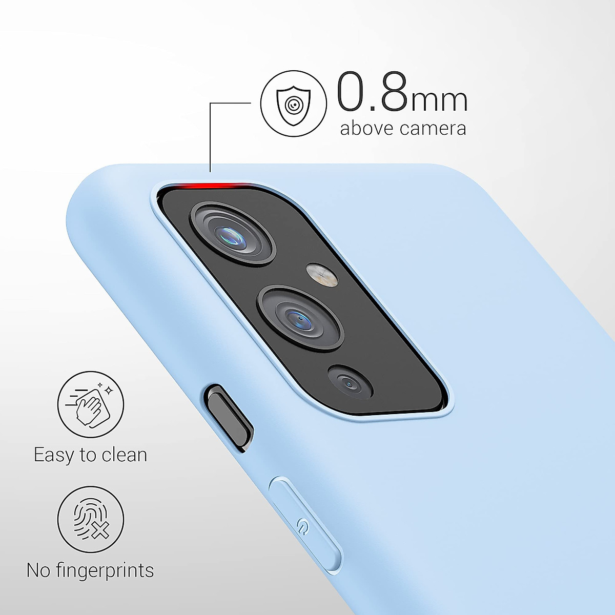 kwmobile Case Compatible with OnePlus 9 (EU/NA Version) Case - Soft Slim Protective TPU Silicone Cover - Light Blue Matte