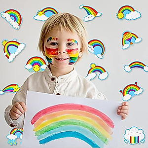 64 Pieces Rainbows Cut-Outs Sun Cloud Paper Cut Bulletin Board Decorations Cut-Outs Paper Cut for Desks Door Displays Home School Classroom Decoration Birthday Party
