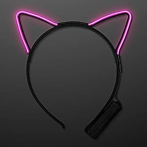 FlashingBlinkyLights Pink Light Up Cat Ears EL Wire Kitty Headband