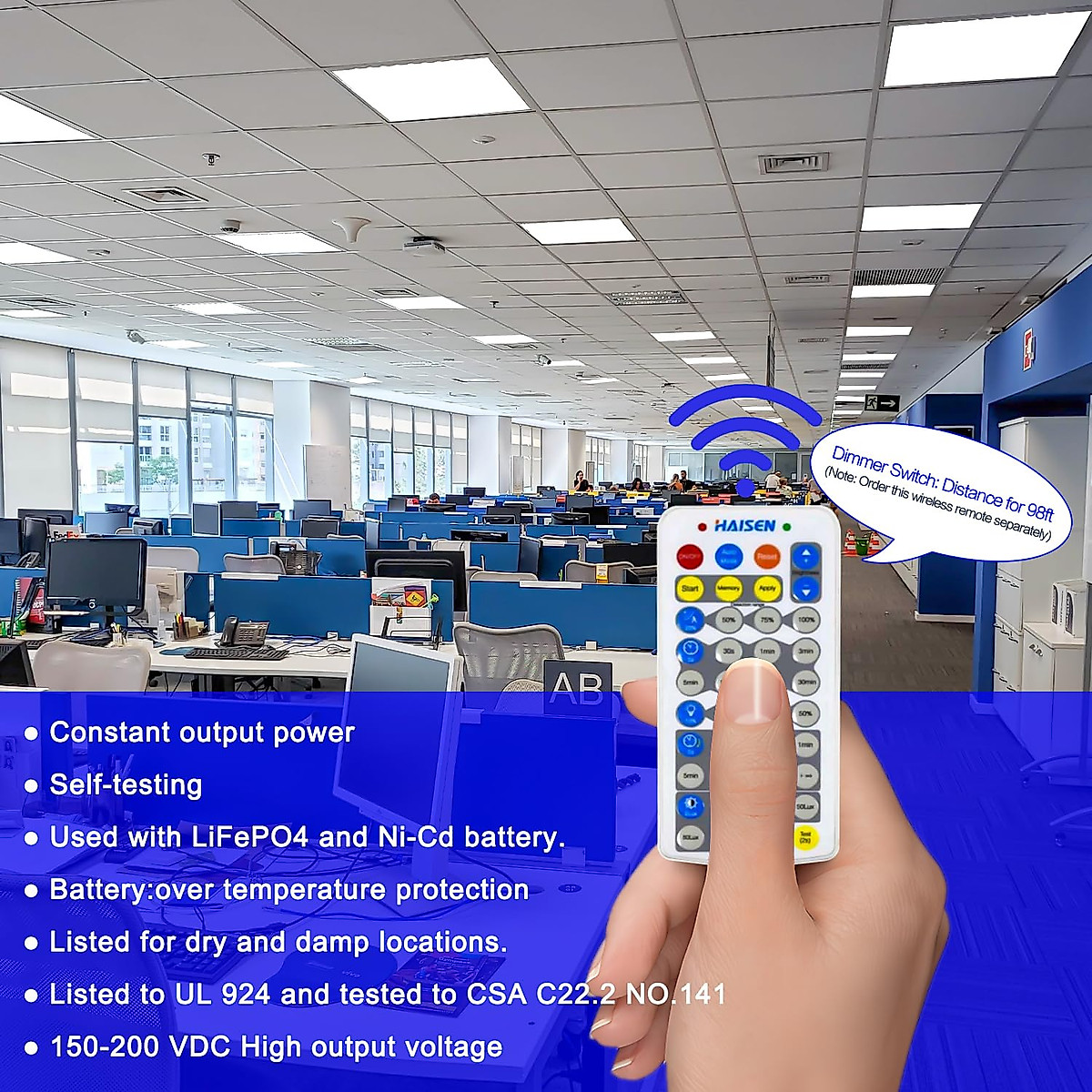 OSTEK 20W LED Emergency Driver 100-247V AC, 175V DC Rechargeable Emergency Light Backup Battery, UL Listed, 5-Year Warranty, Emergency Time 90 Min Power Suply for Panel Light, Linear Light (1-Pack)