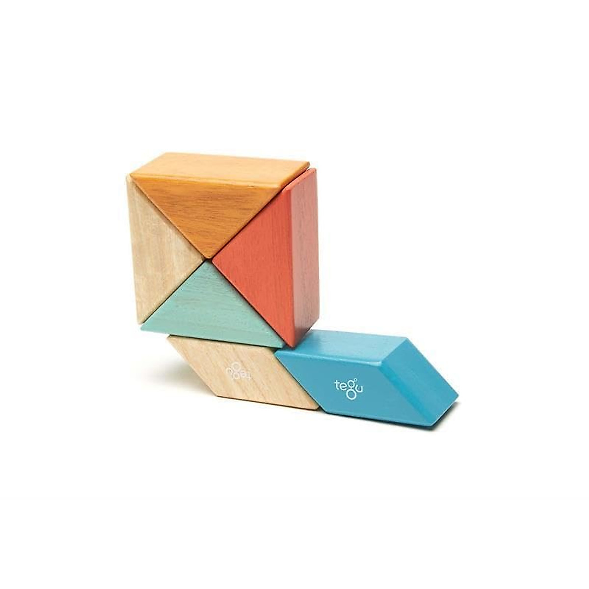 6 Piece Tegu Pocket Pouch Prism Magnetic Wooden Block Set, Sunset