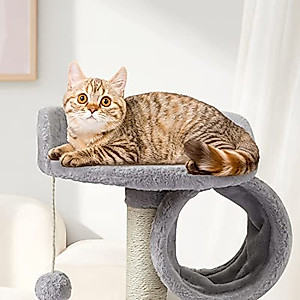 FISH&NAP US01H Cute Cat Tree Kitten Cat Tower for Indoor Cat Condo Sisal Scratching Posts with Jump Platform Cat Furniture Activity Center Play House Grey