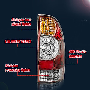 RANSOTO Driver & Passenger Side LED Tail Light Compatible With 2005-2015 Toyota Tacoma Taillights Rear Lamp with Harness and Bulbs Replace 8156004160 8155004160