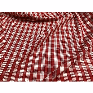Red Palaka Woven Fabric Hawaiian