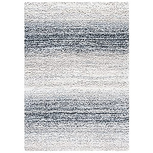 SAFAVIEH Fontana Shag Collection 8' x 10' Ivory/Grey FNT852A Modern Non-Shedding Living Room Bedroom Dining Room Entryway Plush 2-inch Thick Area Rug