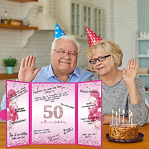 DARUNAXY Hot Pink 50th Birthday Party Decorations for Women, Happy 50th Birthday Alternative Signature Guest Book Pink 50 Birthday Signing Card Board Party Supplies Cheers to 50 Years Old Gifts