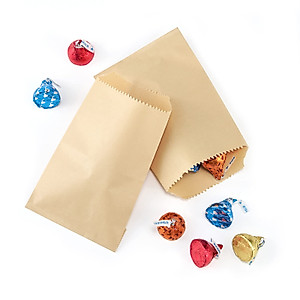 FOCCIUP 100 Pack Brown Kraft Paper Bags 4x6 Inches Flat Envelopes Merchandise Bags for Party Favor Treat Bags