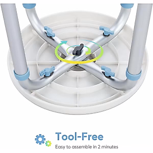 Huark Warno Shower Chair, Adjustable Shower Stool with Suction Feet, Shower Seat for Inside Shower or Tub, Bathroom Bench Bath Chair for Elderly and Disabled, 300 LB Weight Cap (Circle), Blue