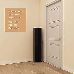 ZYFA 360° Rotating Round Octagon Shoe Rack Tower Cabinet, Lazy Susan, Free Standing Metal Revolving Stand, Vertical for Small Spaces Storage Simple & Modern The Entrance, black, 127CM