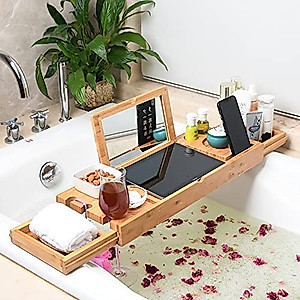 LIUYUNQI Bathtub Tray Extendable with Bath Tray Spa Caddy Organizer Tablet Holder Reading Rack Bathroom Accessories