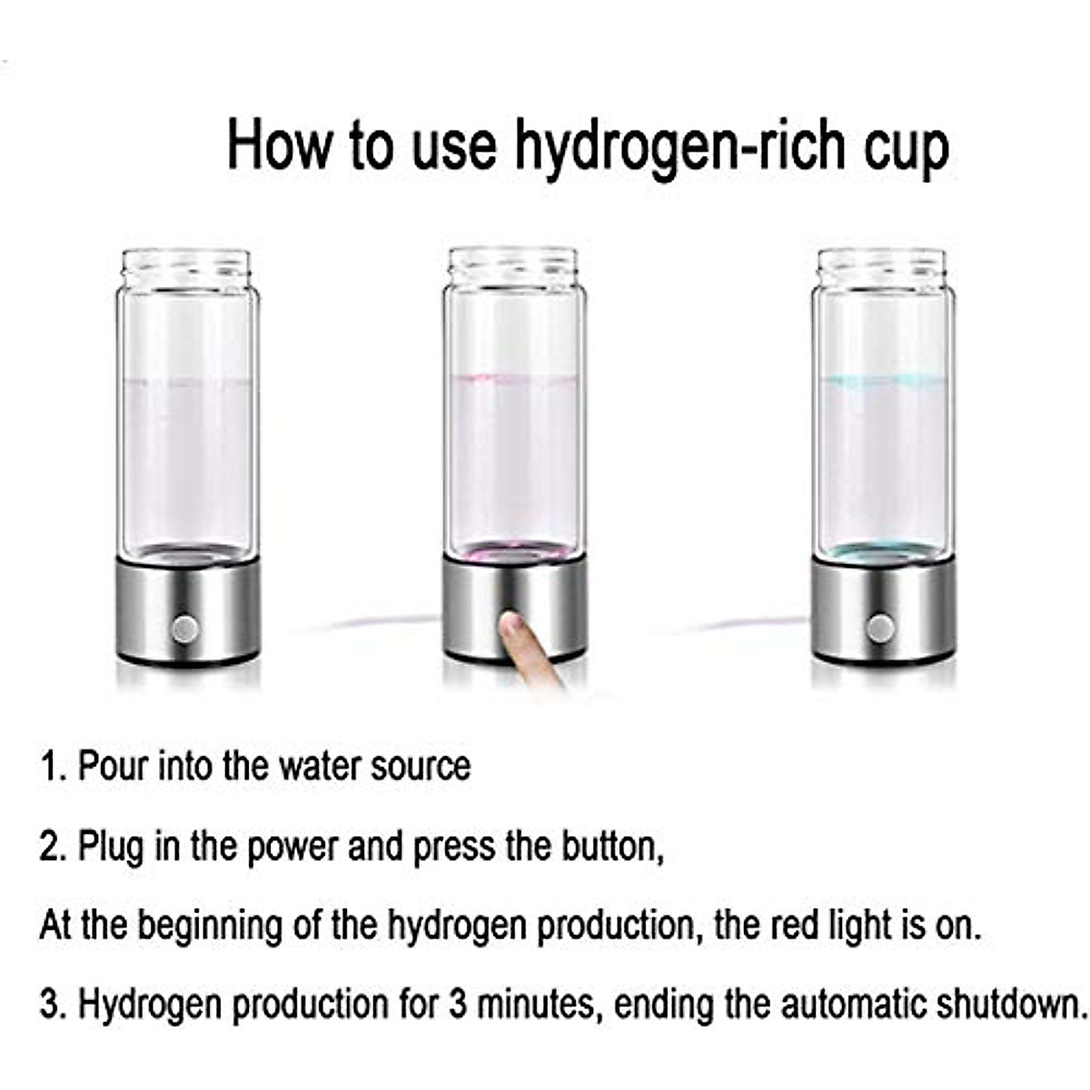 Hydrogen Rich Health Cup Alkaline Ionizer Generator USB Rechargeable Electrolysis Generator Ionization Bottle Weak Alkaline Cup Anti-Oxidation and Anti-Aging Glass Health Cup