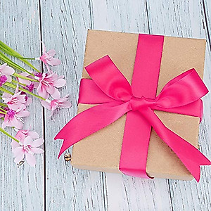 Livder Double Face Satin Ribbon Roll, 1 inch Wide 50 Yard Length (Hot Pink)