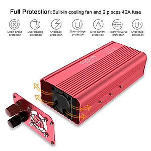 Suuonee Car, EBTOOLS 1000W /2000W Inverter 12V DC to 110V AC Car Converter with 2 AC Out