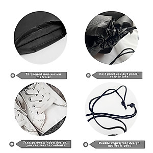 HXDISWSM 10 pcs shoes storage bags, non-woven bundle pockets, household travel storage bags, dustproof and environmentally friendly bags, drawstring shoes bags（BLACK）