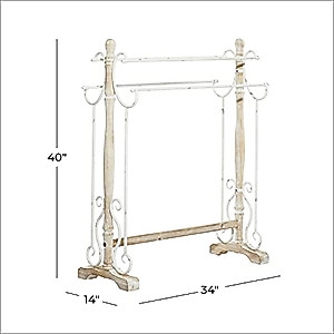 Deco 79 Wood Scroll 4 Shelf Quilt Rack, 34" x 14" x 40", Light Brown