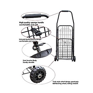 SDGH Folding Shopping Cart, Stair Climbing Cart Trolly Grocery Laundry Utility Cart with Wheel Removable Waterproof Canvas Bag (Color : D)