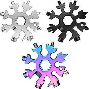 3 Pack 18-in-1 Snowflake Stainless Steel Multi Tool, Portable and Durable Screwdriver Compact Snowflakes Multitool for Bottle Opener/Outdoor Camping/Keychain for Christmas