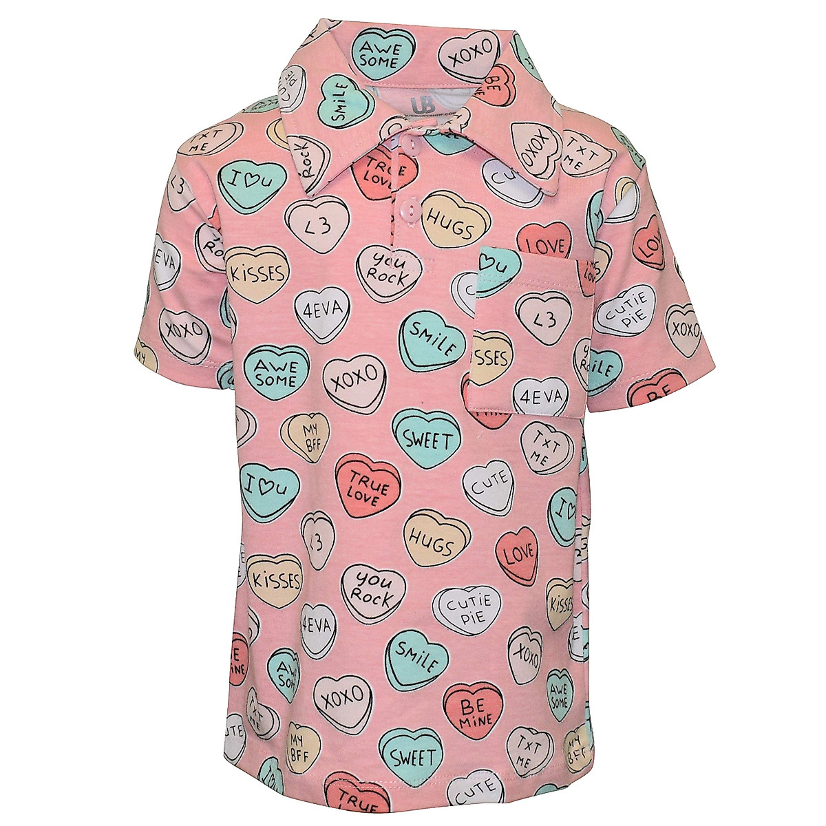 Unique Baby Boys Valentines Day Candy Hearts Polo Shirt (2t, Candy Hearts)
