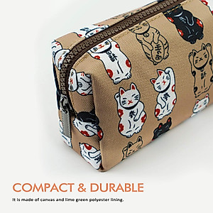 LParkin Lucky Japanese Cat Pencil Case Cute Maneki Neko Cat Pencil Bag Pouch Case Makeup Cosmetic Bag Kawaii Gadget Box Stationary