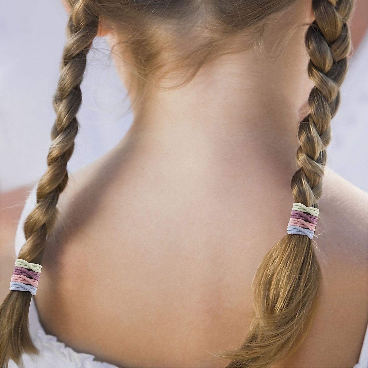 Aigee Hair Elastics, High Stretch Rubber Hair Band, No Metal No Damage, Hair Band Dia 1.58 IN Thk 0.1 IN Or 2.5mm, Suitable for women and men (Value Set Black/Colored Each 40pcs) A gift of exquisite comb, 80 PCS