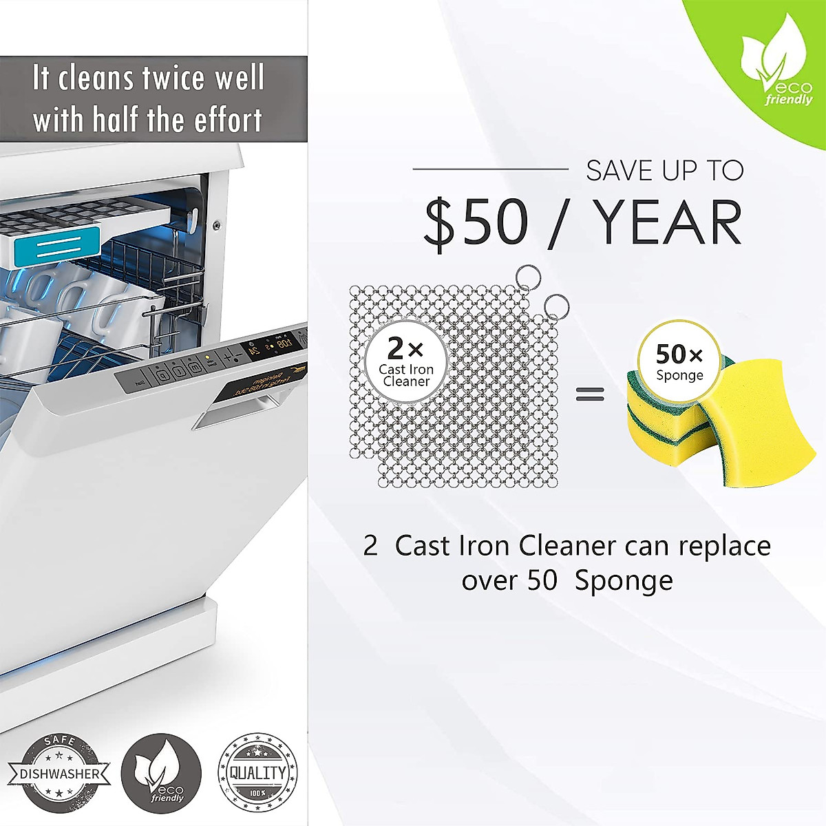 5pieces Cast Iron Clean Kit, 2Pack 316 Stainless Steel Scrubber to Clean Pan Pot+3pack Kitchen Scraper for Cleaning Dutch Oven, Frying Pan,Carbon Steel Pan, Flat Top Stove Grate Iron cookware