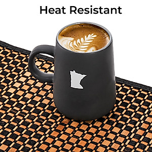 Eorbow 8 Pack Bamboo Placemats, Natural Anti-Slip Dining Table Mats, Rustic Heat-Resistant Place Mats, Japanese Style Washable Placemats for Dining Room, Kitchen, Restaurant, 18 x 12 Inch