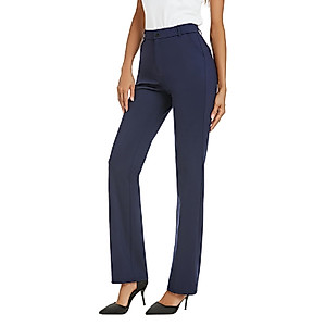 iChosy Women's Stretchy Straight Leg Dress Work Pants Business Office Casual Slacks with Pockets Navy32 0