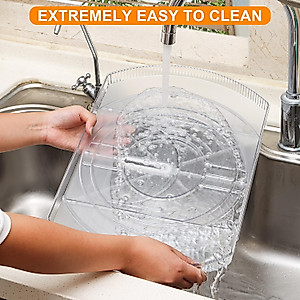 Sousnous Square Lazy Susan Organizer for Refrigerator, Slide and 360° Rotate Rectangle Turntable Organization and Storage for Fridge, 16.53'' Clear Pull Out Rectangular Rotating Tray for Kitchen