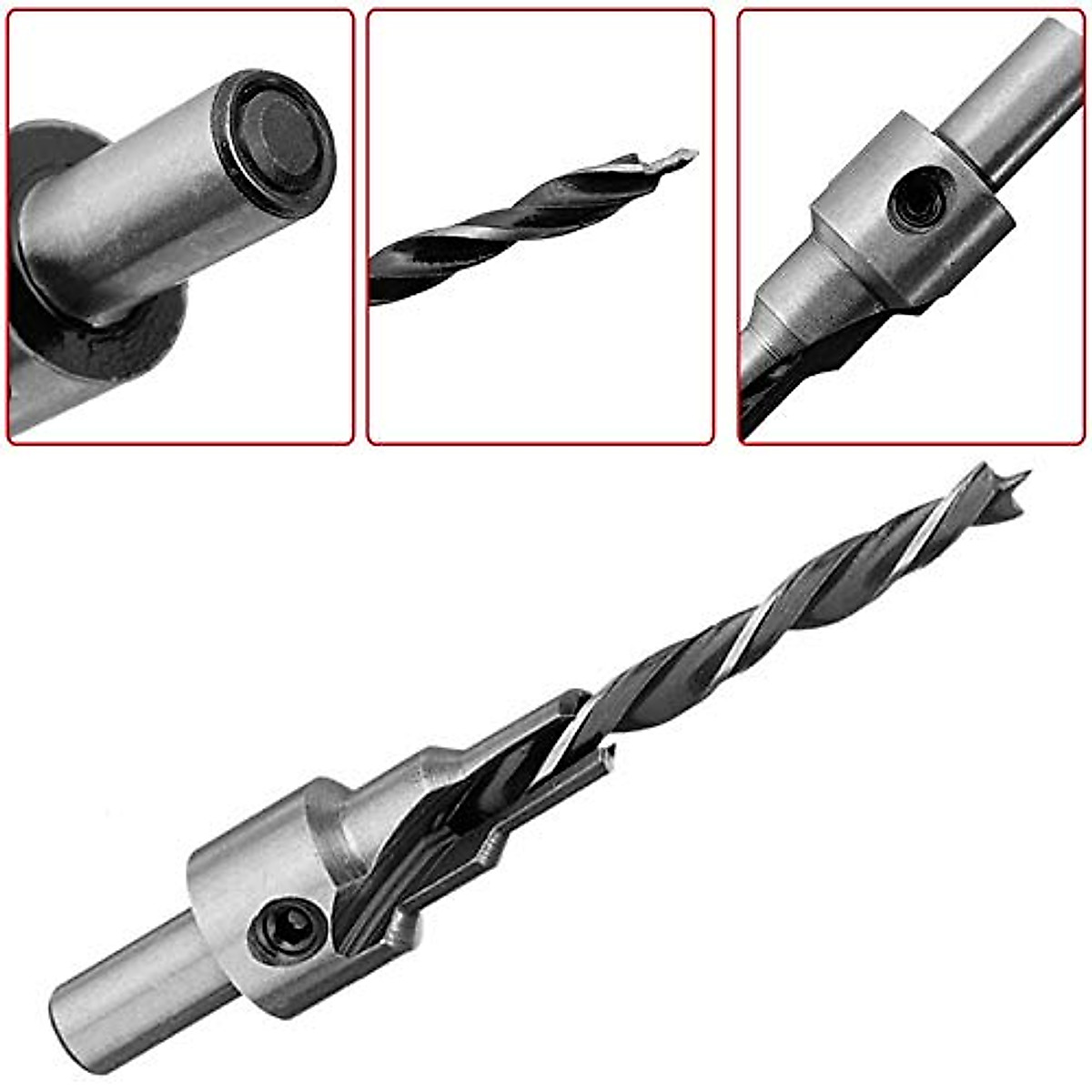 Tameco 2pc Countersink Drilling 3 Steps Pilot Drill Bits Set Reamer Screw Wood Window Hinge Hole Saw Chamfer 4 6 5 7mm steps 8mm Shank