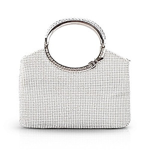 BAGLAMOR Women's Handbag Crystal Rhinestone Bag Evening Bags Wedding Clutch Purse (Silver #1)