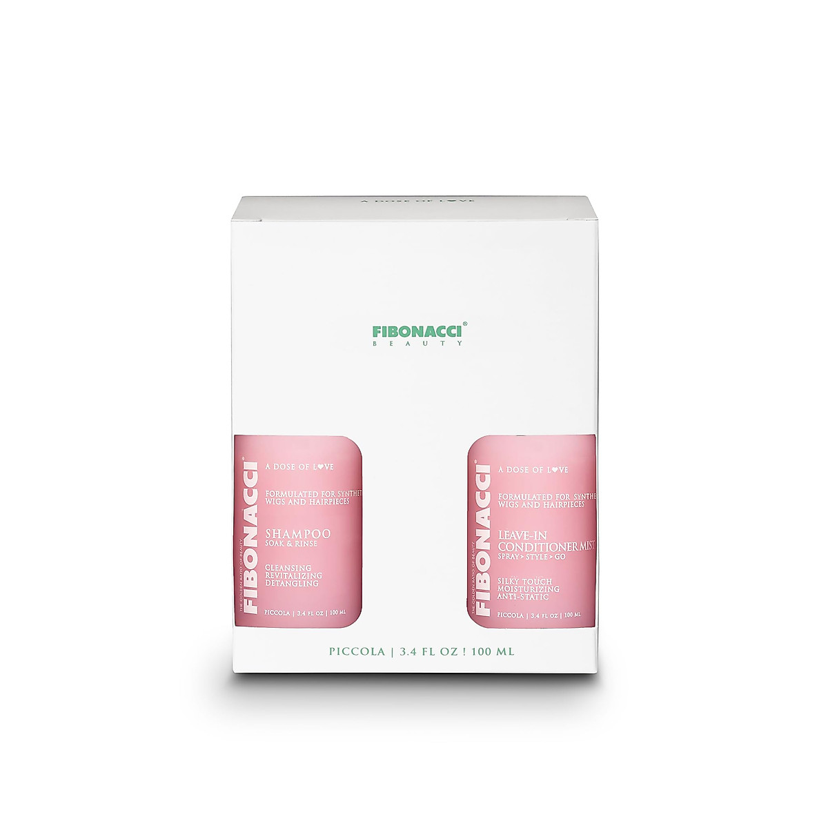 FibonacciBeauty NEW Fibonacci Beauty Synthetic Wig Shampoo & Conditioner Combo Pack Premium Care Solution, Soak Rinse/Spray Go Revitalizes, Moisturizes, Detangles TSA Approved, 3.4 Fl Oz (Pack of 2)