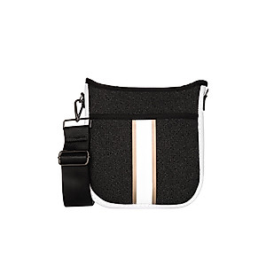 Haute Shore - Jeri Bravo Crossbody Tote, Black Denim W/Rosegold & White Stripe