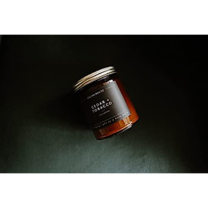 Calyan Wax Soy Wax Candle, Cedar & Tobacco Scented Candle for The Home | Premium Candle with Essential Oils | 7.2 oz 57 Hour Burn | Soy Candle in Amber Glass Jar | Aromatherapy, Gift