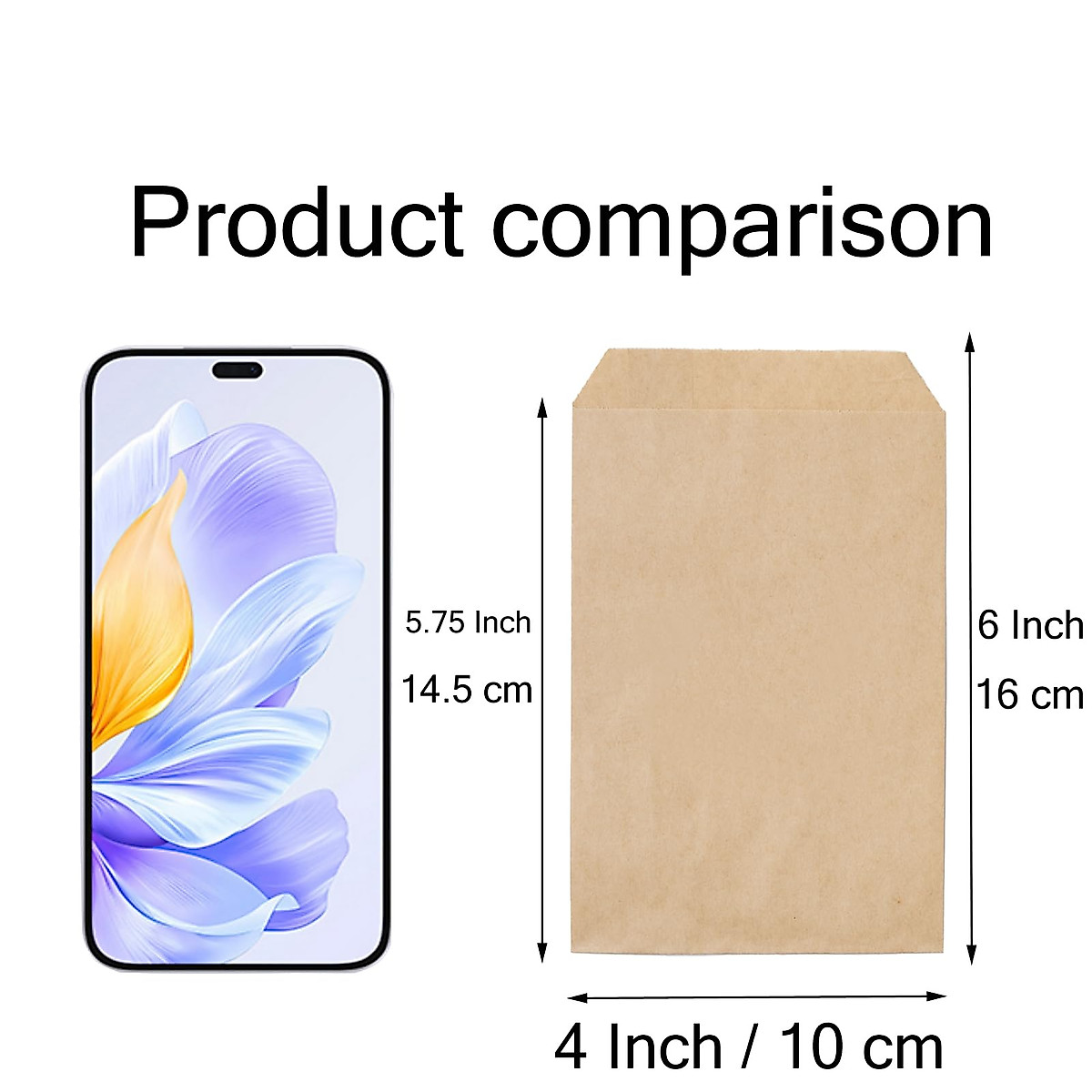 FOCCIUP 100 Pack Brown Kraft Paper Bags 4x6 Inches Flat Envelopes Merchandise Bags for Party Favor Treat Bags