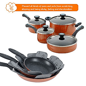 BYKITCHEN Pot and Pan Protectors, Pan Dividers Protectors, Set of 6 & 3 Different Sizes, Felt Pan Separators for Stacking and Protecting Your Cookware