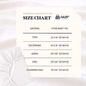 GOKOTTA Fitted Sheet Only - 16 Inch Pocket Bamboo Fitted Sheet, Super Soft and Cooling Bottom Sheet with 4 Elastic Corner Straps(Cream White, California King)