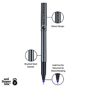 uni-ball Deluxe Rollerball Pens, Micro Point, Blue Ink, 12/Pack (60027)