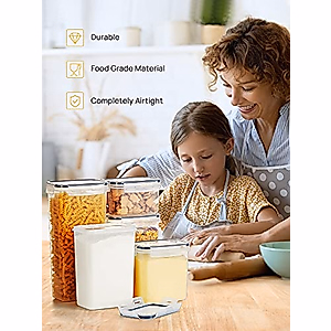 Kootek Cereal Containers Storage Set, 16 Pcs Pantry Kitchen Organization and Storage Airtight Food Storage Container, Leakproof 25.2L with Pen, Chalkboard Labels, Measuring Spoon Set