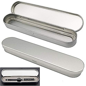 5 Pcs Metal Hinged Tin Stationery Box Small Pencil Case Rectangular Empty Hinged Tins Box Containers Storage Home Organizer for Pen Pencil,Makeup Brushes,Syringe and Ect