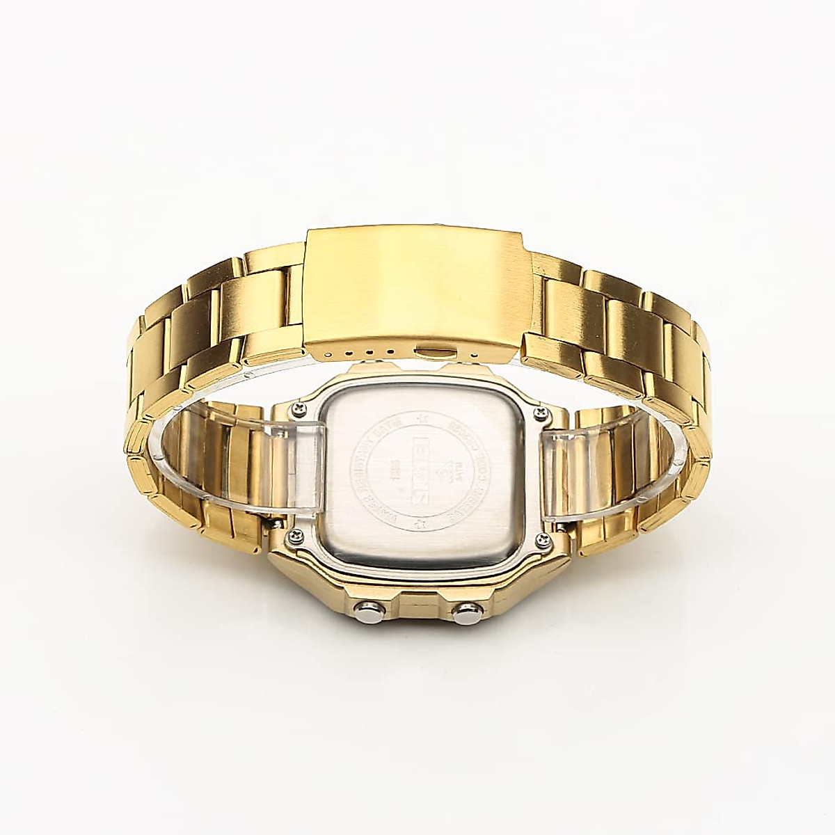 FANMIS Men's Luxury Digital Quartz Waterproof Wrist Watches Dual Time Countdown Alarm Stopwatch Backlight Multi-Function Watch (Gold)