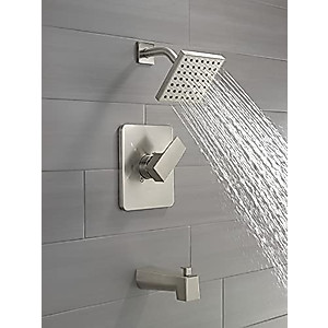 Delta Faucet Modern Brushed Nickel Tub and Shower Trim Kit, Shower Faucet with Single-Spray Touch-Clean Shower Head, Stainless T14467-SS-PP (Valve Not Included)