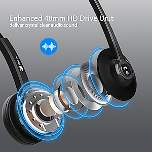 Earbay Trucker Bluetooth Headset, Wireless Headset with Microphone Noise Canceling & USB Dongle, Bluetooth Headphones with Mic Mute & Charging Base for PC Computer/Phones/Office/Zoom/Skype/Meeting