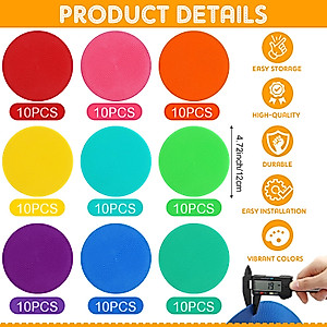 Tinideya 90 Pcs Poly Spot Markers 4.72 Inch Vinyl Poly Dots Non Slip Spot Marker for Gym Floor Marker Poly Spots for Gym Floor Soccer Basketball Speed Agility Training Classroom Org