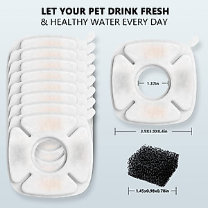 Premium Pet Fountain Filter Set,14 Pack Replacement Filters & 14 Pack Filtration System Replacement Pre-Filter Sponges for Veken 95oz and 67oz Automatic Pet Fountain Cat&Dog Water Fountain
