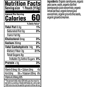 Plum Organics Mighty Immunity Organic Toddler Food - Carrot, Pear, Pomegranate, and Oat - 4 oz Pouch (Pack of 12) - Organic Vegetable Toddler Food Pouch