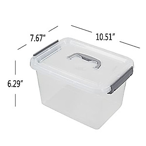 EudokkyNA 5L Small Plastic Storage Bin, Clear Storage Boxes Set of 6