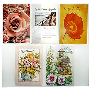 50 Assorted Everyday All Occasion 5 by 7 Greeting Cards with Envelopes, 34 Birthday, 4 Sympathy, 4 Blank, 2 Thank You, 2 Get Well, 2 Thinking of You, and 2 Anniversary Congratulations