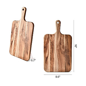 16" x 8.6” Acacia Wood Cutting Board - Wooden Kitchen Cutting Boards for Meat, Cheese, Bread,Vegetables &Fruits, Wooden Spoons for Cooking 4-Piece Beech Wood Utensil Set